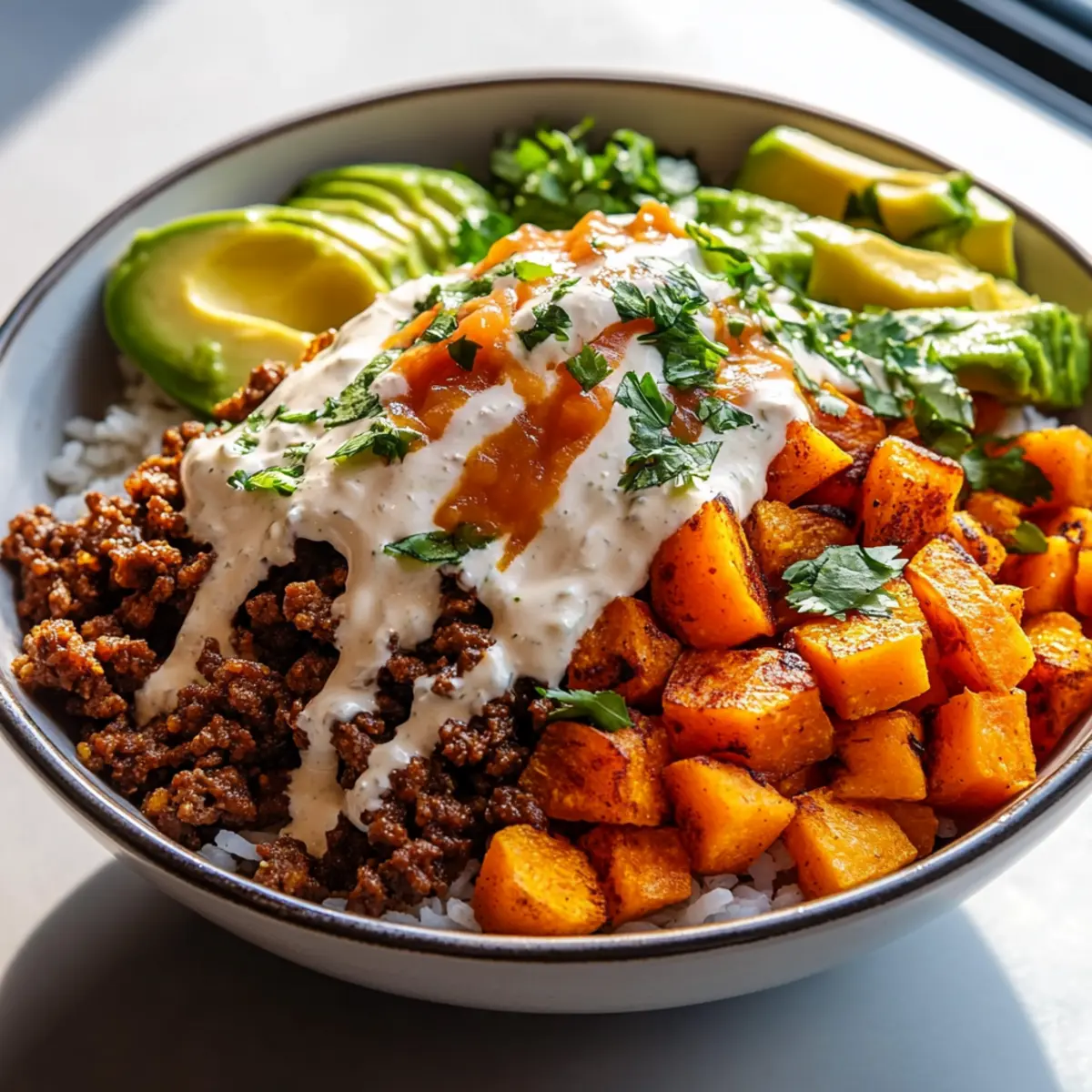 Irresistible Ground Beef Sweet Potato Taco Bowl Recipe